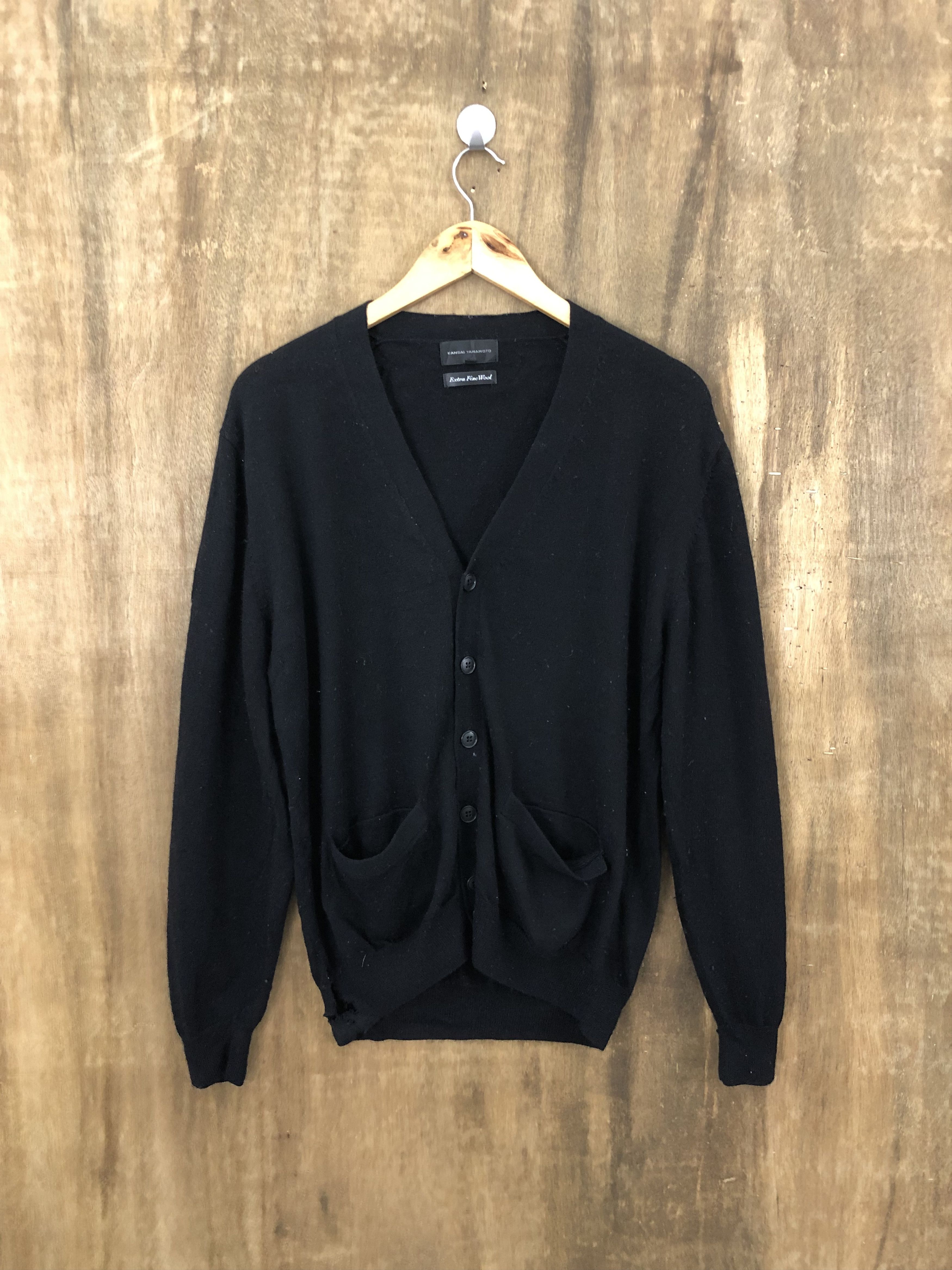 Homespun Knitwear Distressed Kansai Yamamoto Black Cardigan | Grailed