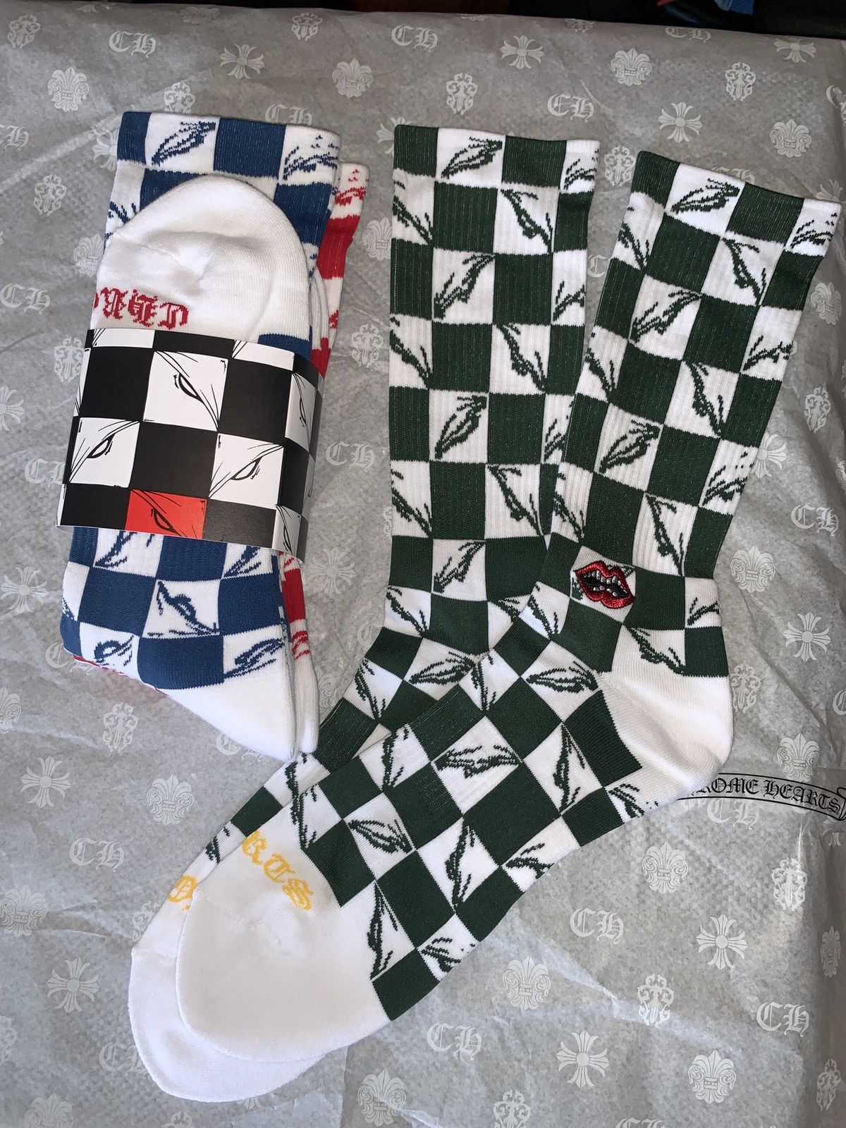 Chrome Hearts Chrome Hearts Green 99 Eyes Socks | Grailed