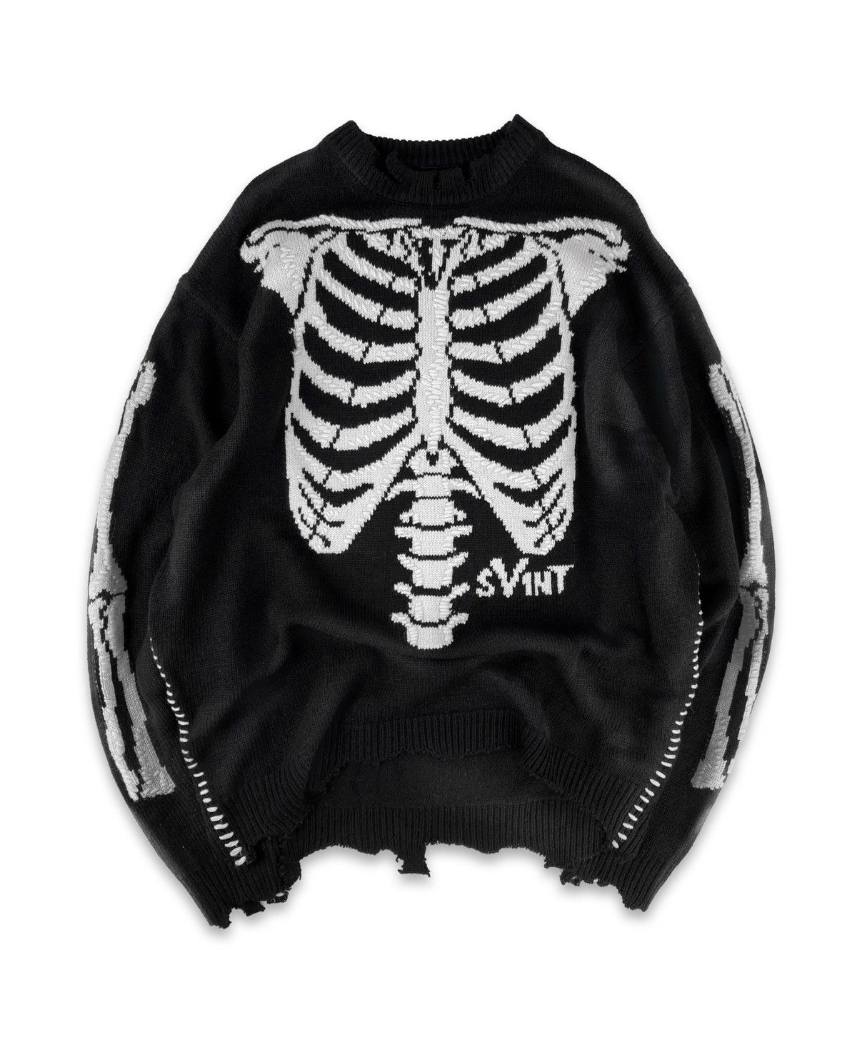 Saint Michael AW22 Saint Michael ‘Skeleton’ Distressed Bone Knit ...