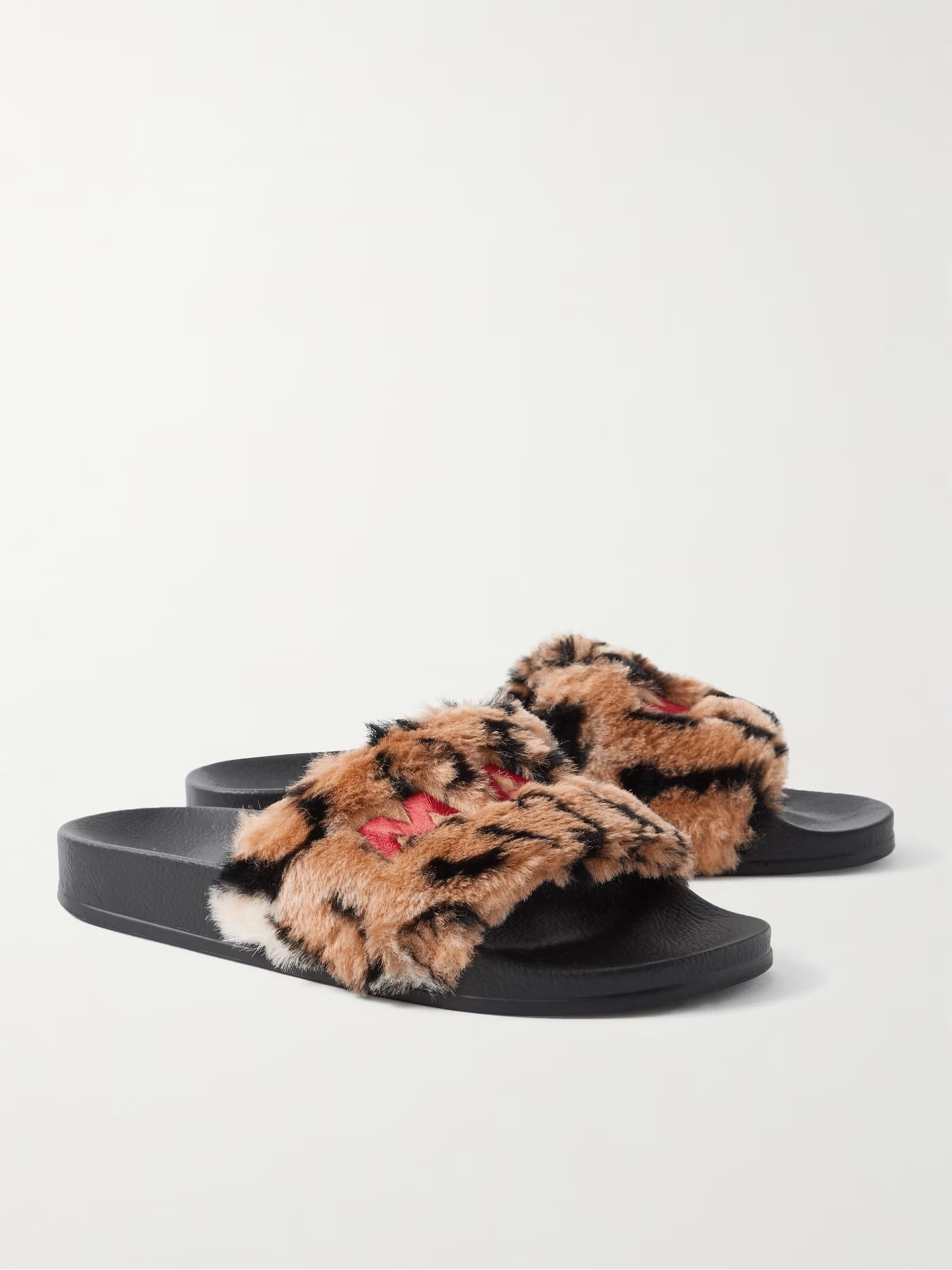 Marni Marni Logo Slides - Leopard Print Faux Fur | Grailed
