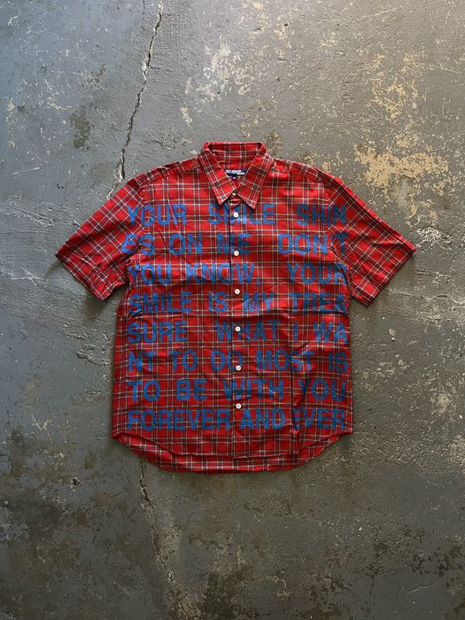 Junya Watanabe SS02 Poem “Your Smile Shines” Plaid Button Up | Grailed