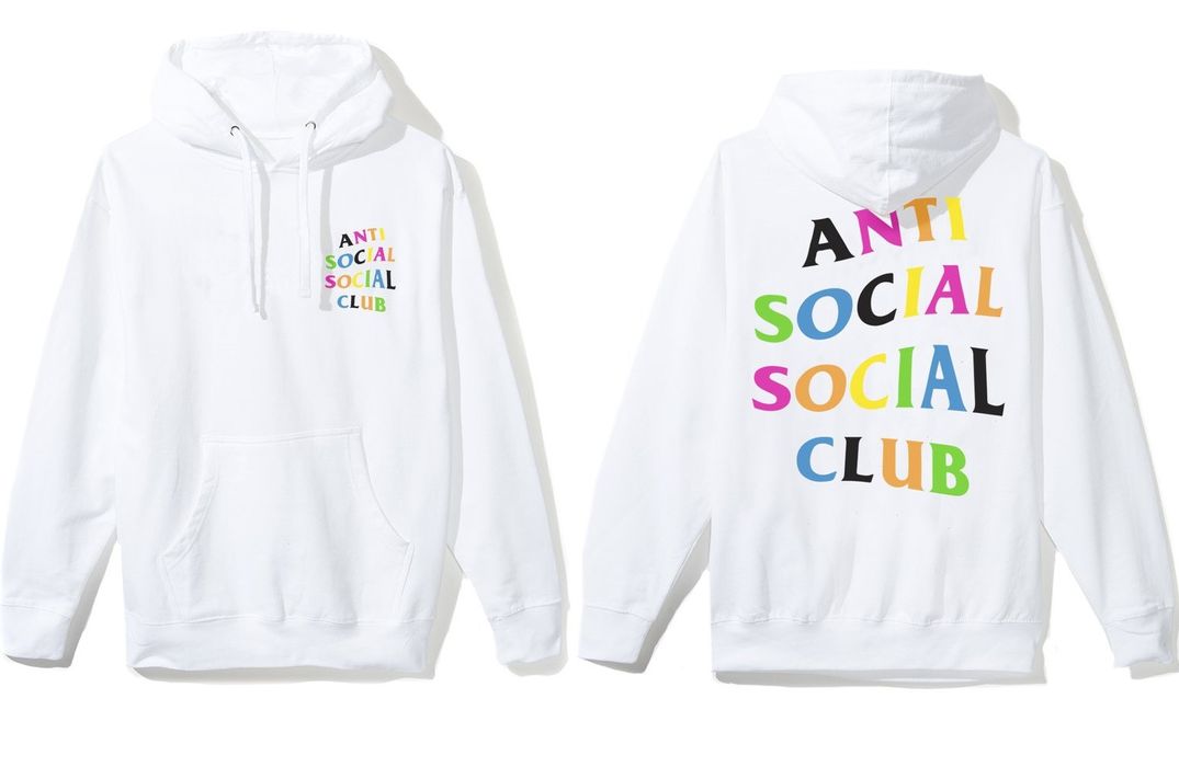 Anti Social Social Club DS ASSC Rainbow Logo Rainy Dayz White Hoodie ...