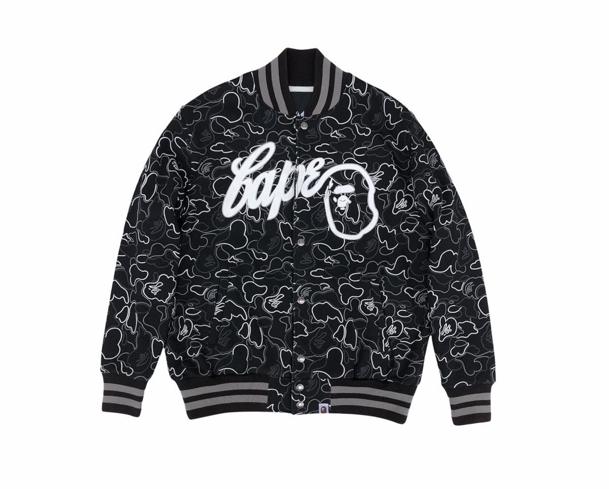 Bape 🔥FINAL DROP🔥OG Bape Neon ABC Camo Varsity Jacket Black | Grailed