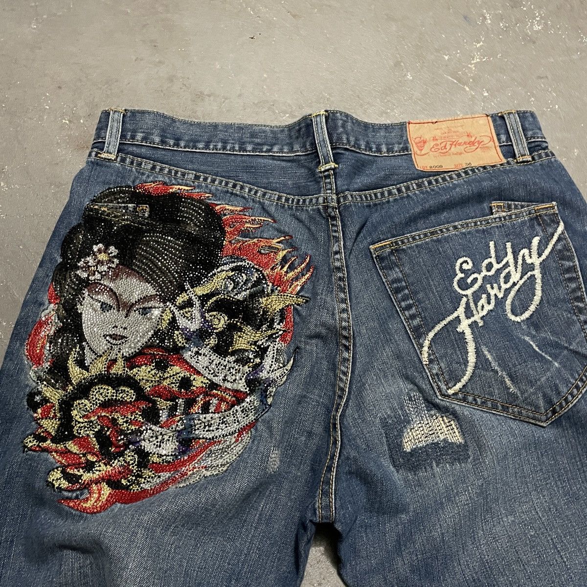 Ed Hardy × Japanese Brand × Vintage Vintage Ed hardy rhinestone jeans ...