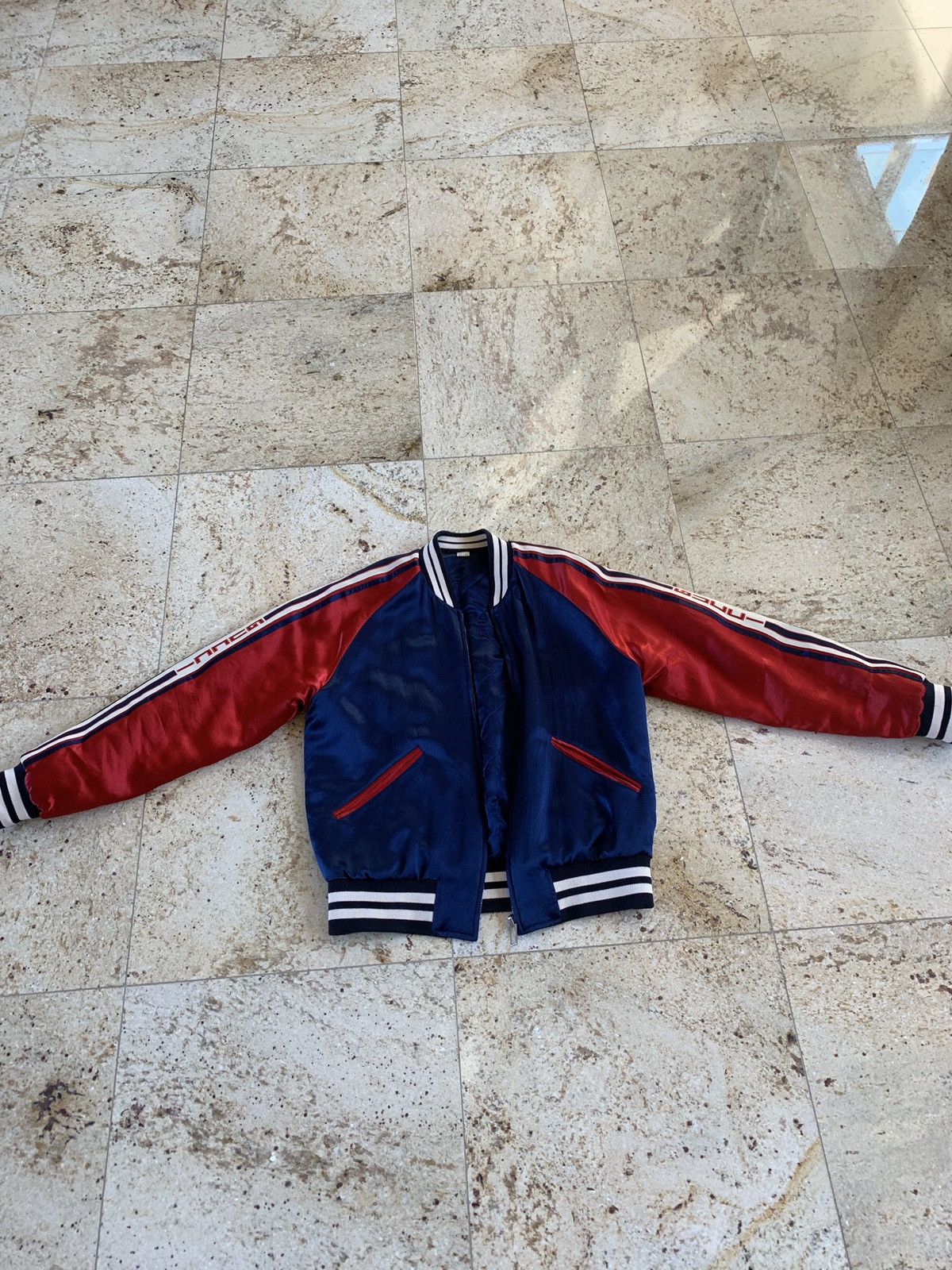 Gucci Logo Trim Acetate Bomber Jacket | Grailed