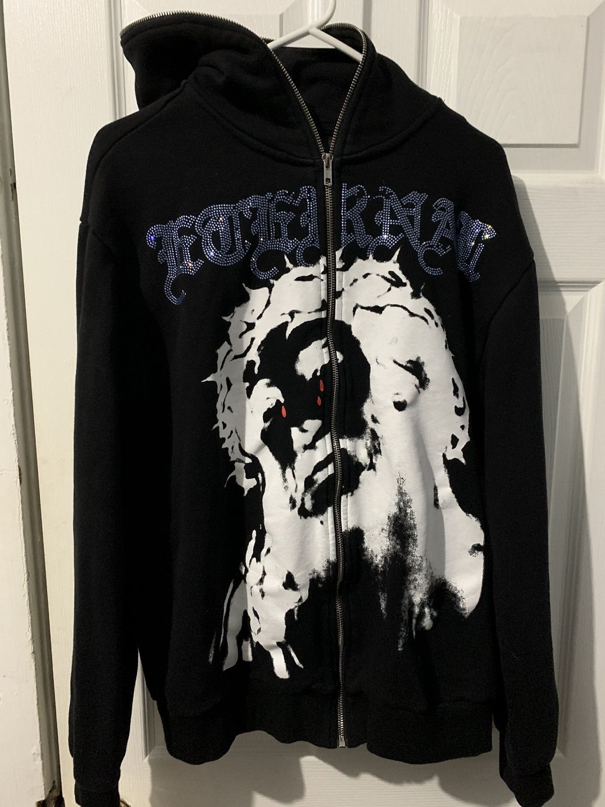 Streetwear Eternal Artwear Rhinestone Jesus Zip Up | Grailed