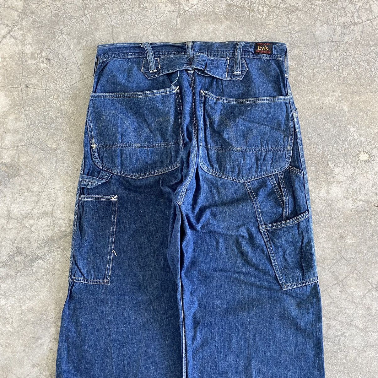 Vintage VTG Evis Evisu Cinch Back Carpenter Work Denim Jeans | Grailed