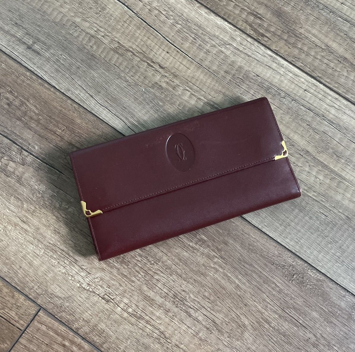 Cartier × Luxury × Vintage Vintage Cartier Burgundy Red Long Wallet ...