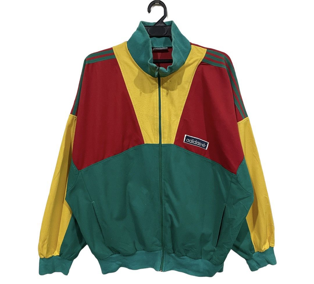 Adidas Vintage Adidas 80s Retro Rasta Zipper Jacket Sweater | Grailed