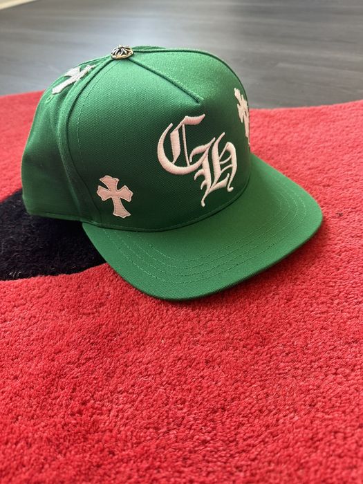 Chrome Hearts Chrome Hearts Green Leather Cross Patch Hat | Grailed