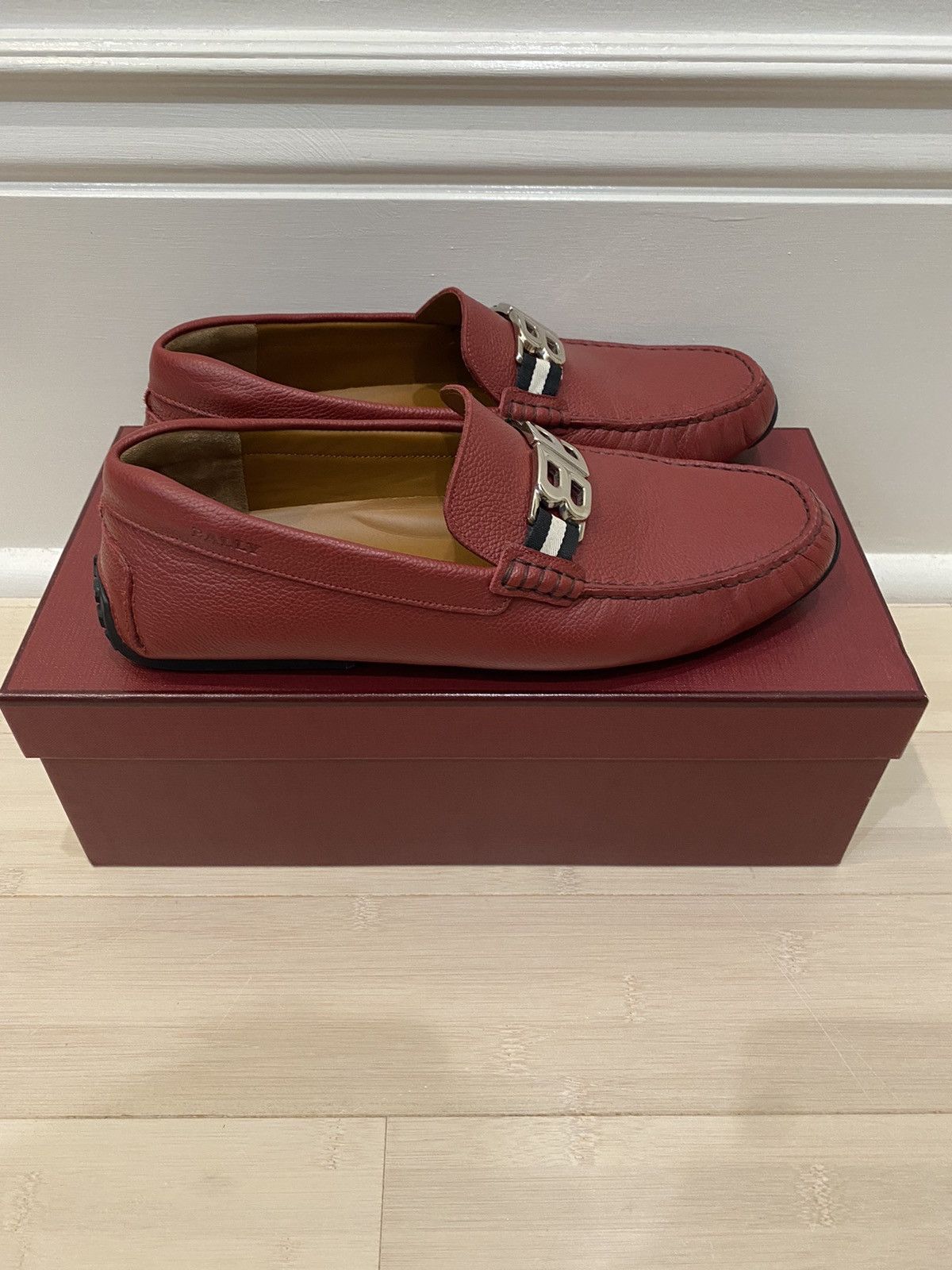 Bally Bally Red Wine Logo Loafers | Grailed