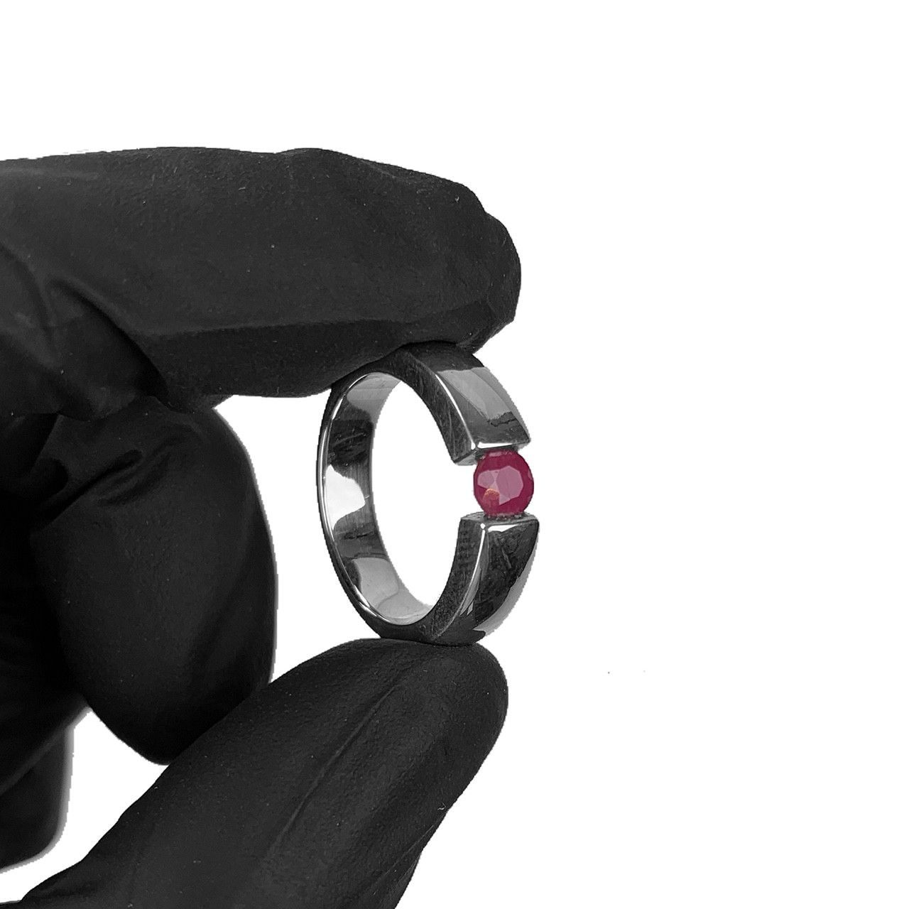 Sterling Silver Sterling Silver & Ruby Tension Set Ring w/ Certificate ...