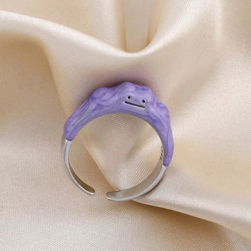 Jewelry × Streetwear × Vintage Purple Ditto Ring Silver Anime Pokemon ...