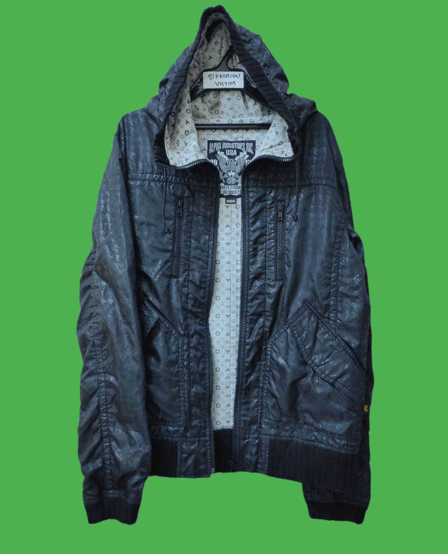 Alpha Industries Alpha Industries Monogram Black Hoodie Light Jacket ...