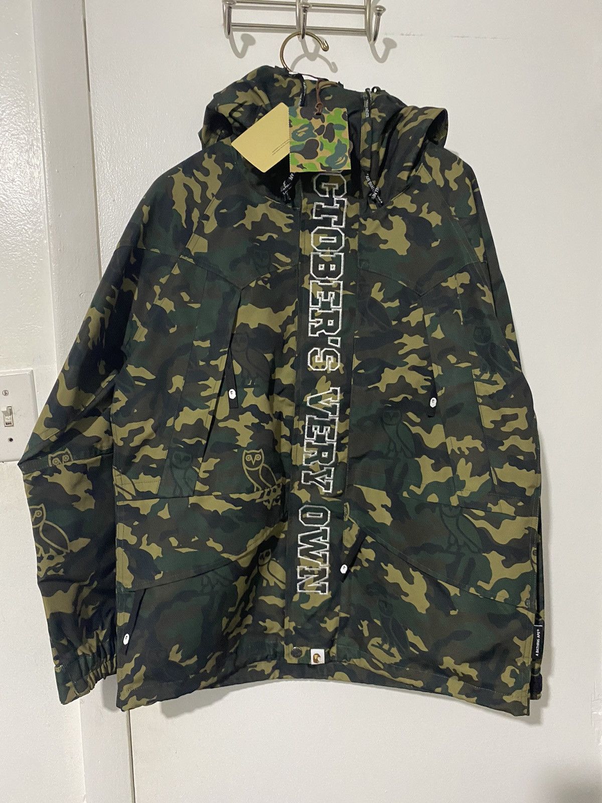 Bape OVO X BAPE GREEN WOODLAND CAMO JACKET | Grailed