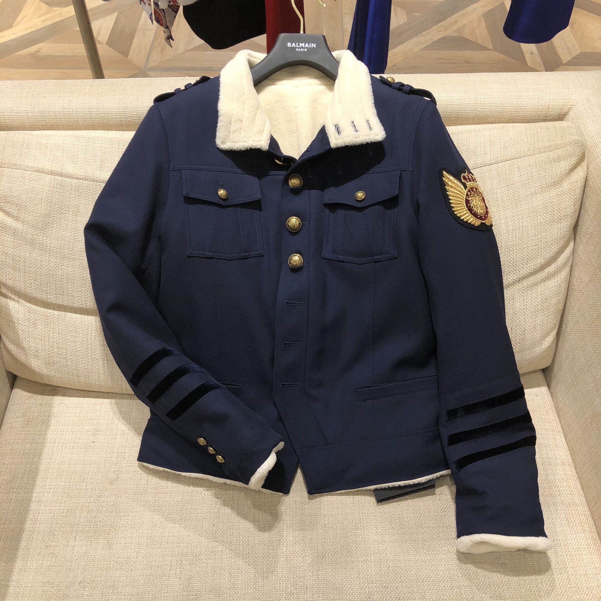 Balmain Wool Military Jacket in Dark Navy Color | Grailed