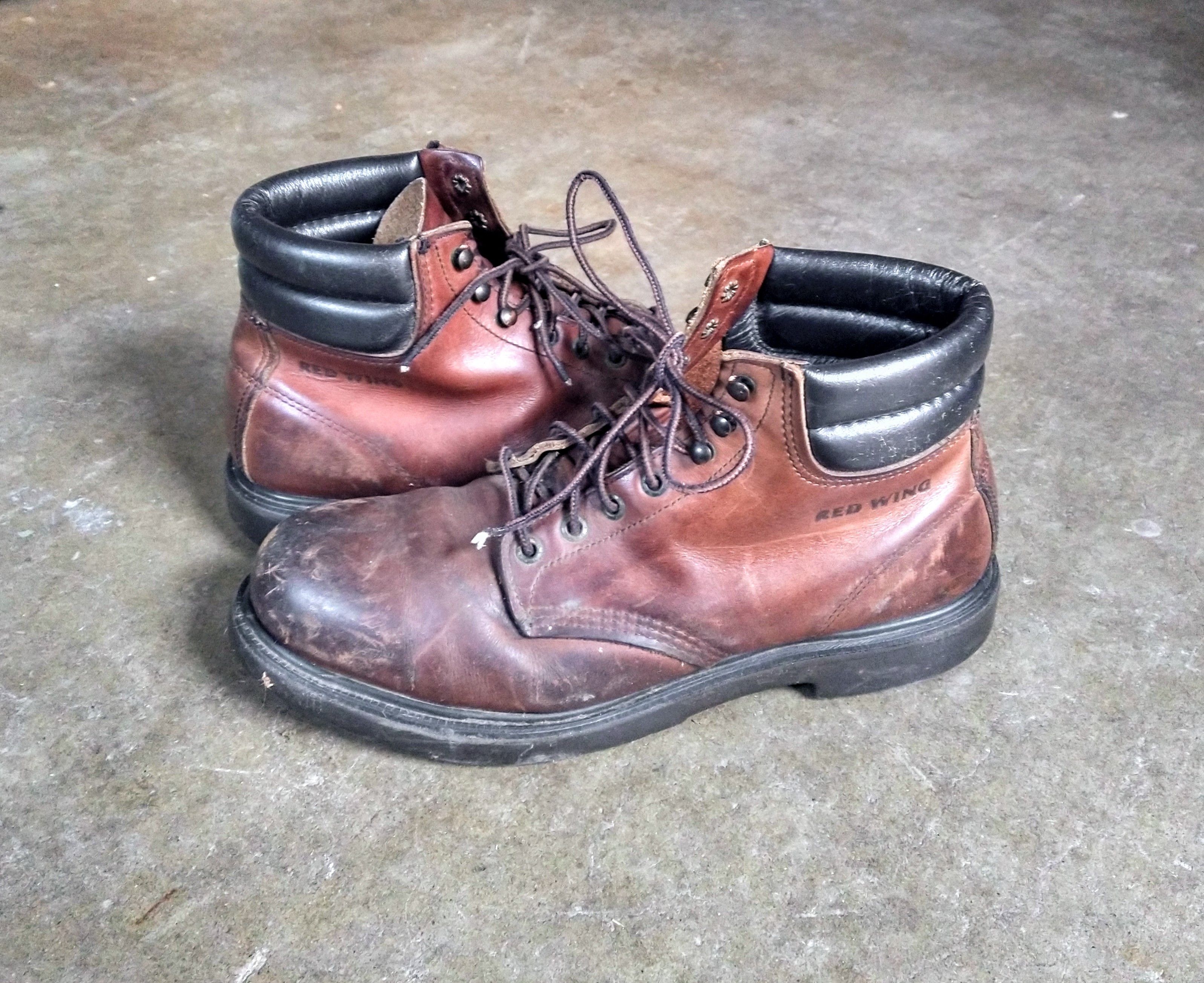 Red Wing Vintage Red Wings Work Boots 10.5 Wide Combat Brown Leather ...