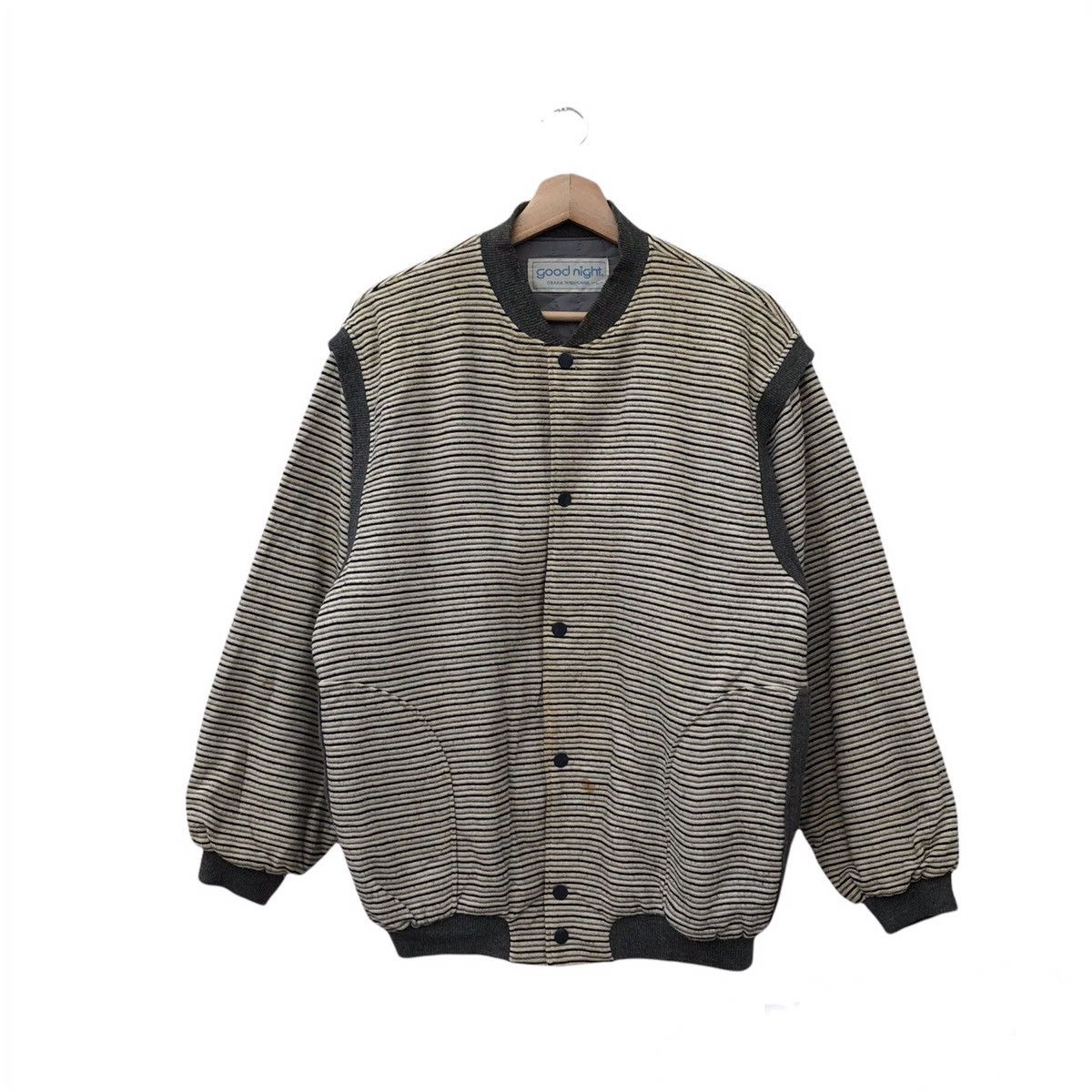 Japanese Brand × Varsity Jacket STRIPE DESIGN VARSITY JACKET GOOD NIGHT ...
