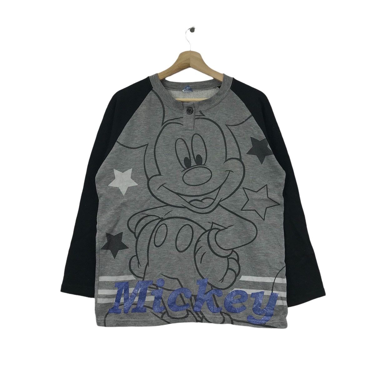 Mickey Mouse Vtg DISNEY MICKEY MOUSE Cartoon Full Print Henley Shirt ...