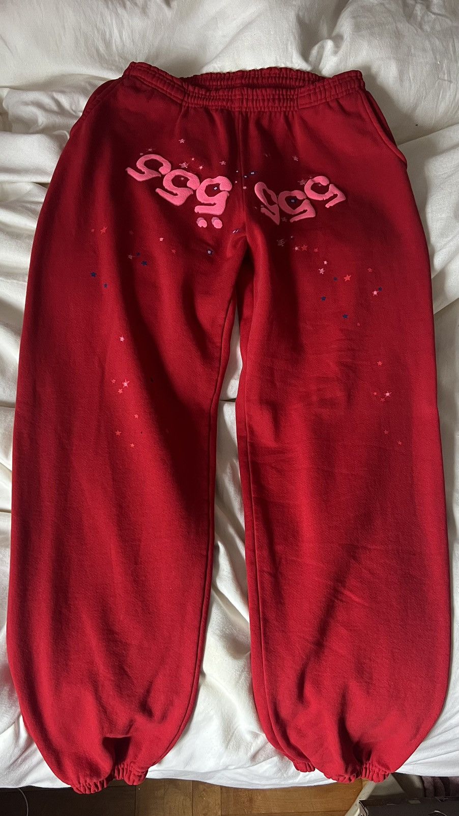 Spider Worldwide SP5DER WORLDWIDE RED ANGEL NUMBER 555 SWEATPANTS | Grailed