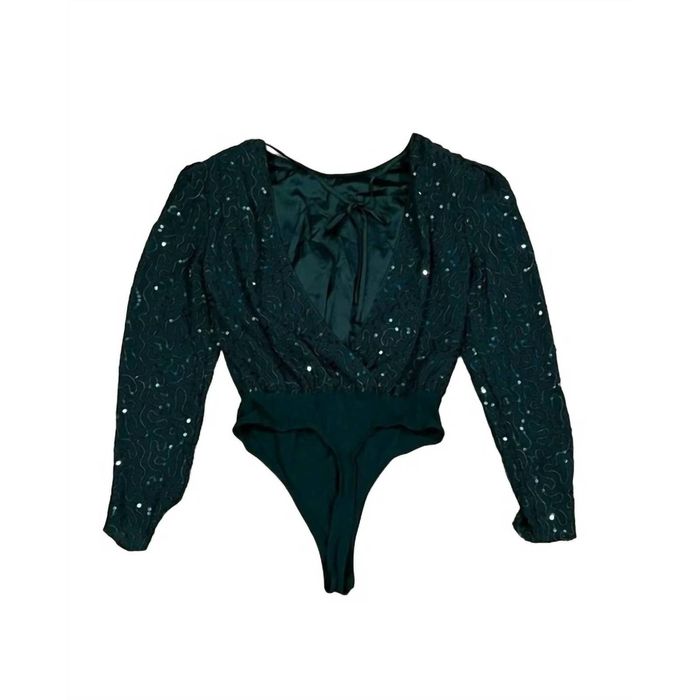 Designer LUSH Sequin Bodysuit In Emerald | Grailed