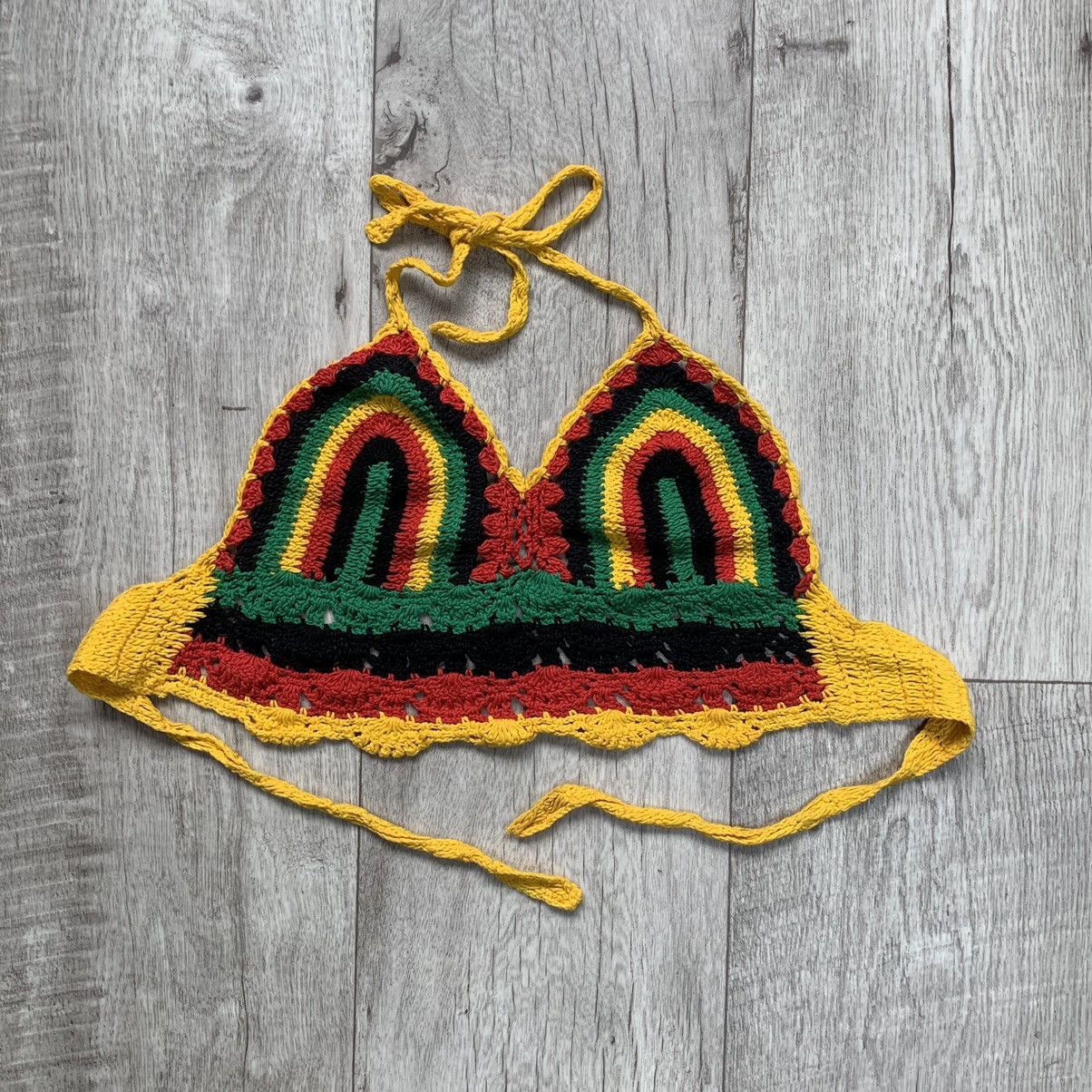 Streetwear × Vintage VINTAGE BOB MARLEY AVANT GARDE Y2K KNITTED CROP ...