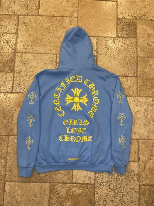 Chrome Hearts Chrome Hearts x Drake CLB Girls Love Chrome Blue Hoodie ...
