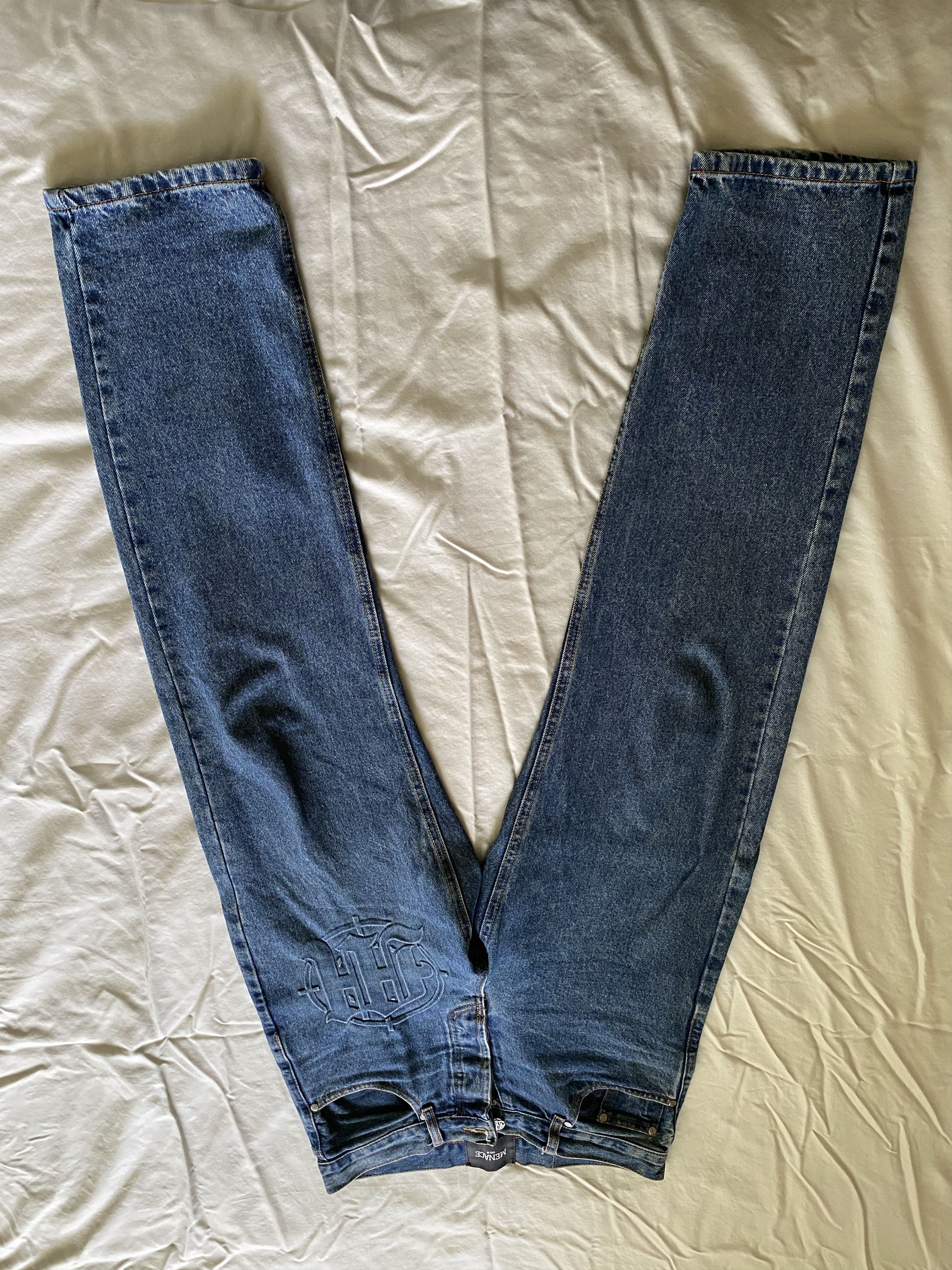 Menace Embossed Target Logo Denim Jeans | Grailed