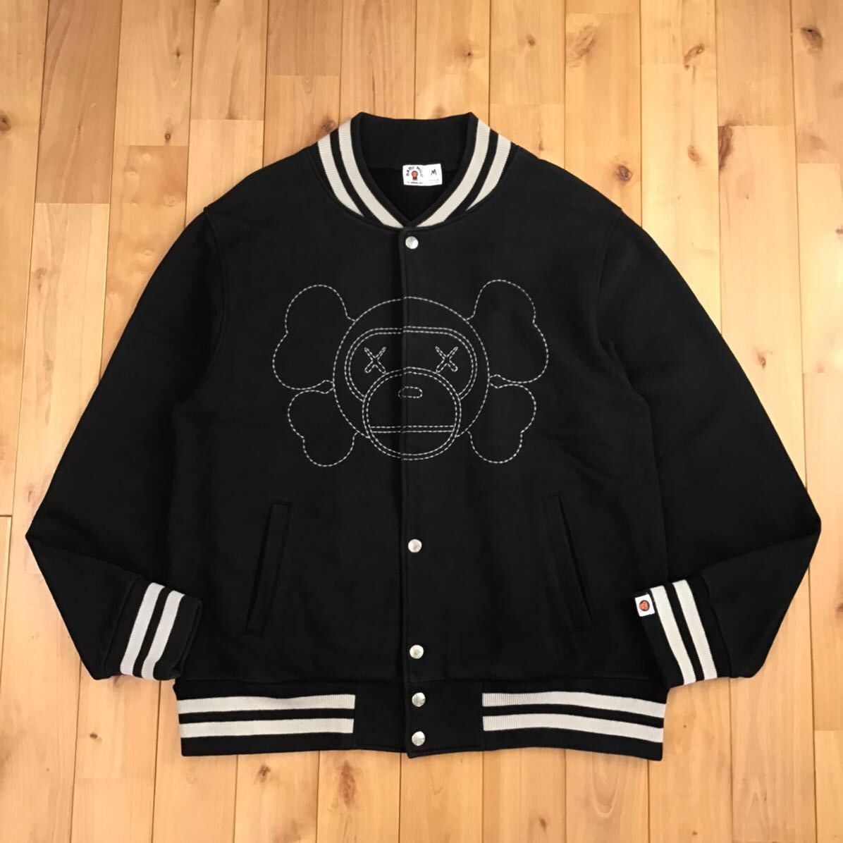 Bape × Kaws × Nigo BAPE × KAWS milo sweat varsity jacket a bathing ape NIGO | Grailed