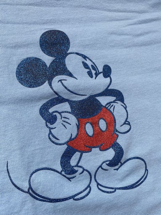 Vintage VTG 90s Y2K DISNEY MICKEY MOUSE GLITTER TEE SHIRT MEDIUM | Grailed