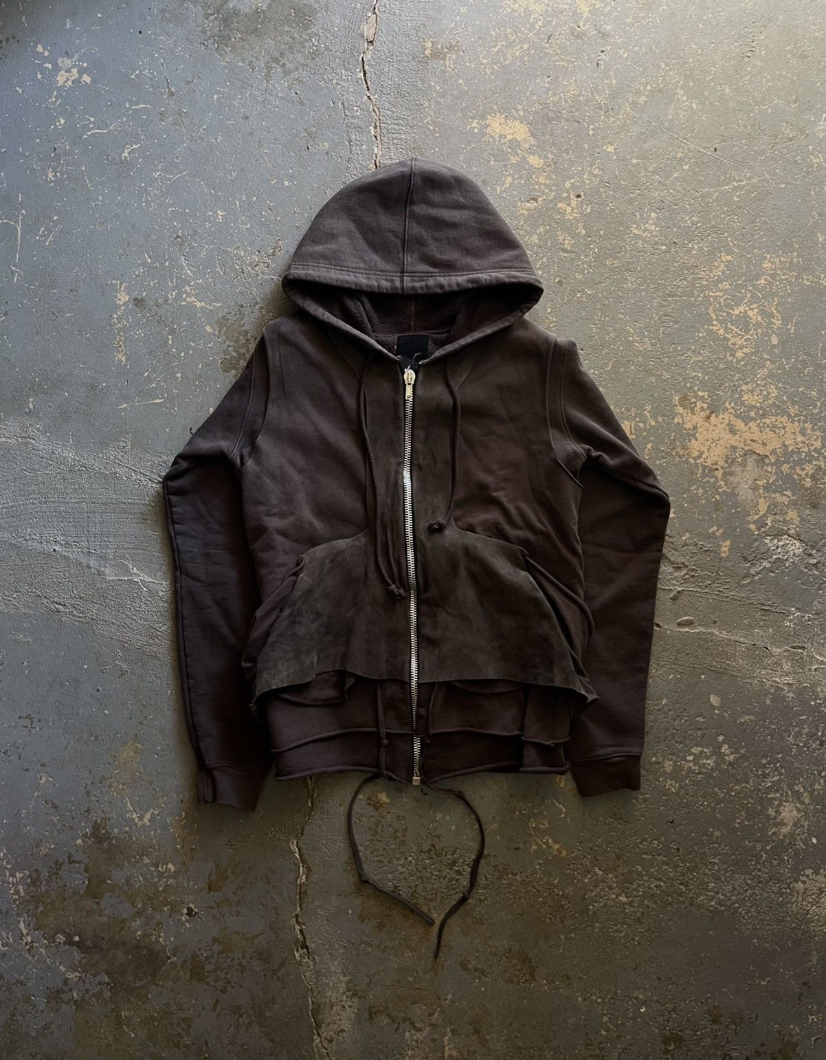 Rick Owens SLAB FW04 Leather Layered Grunge Hoodie | Grailed