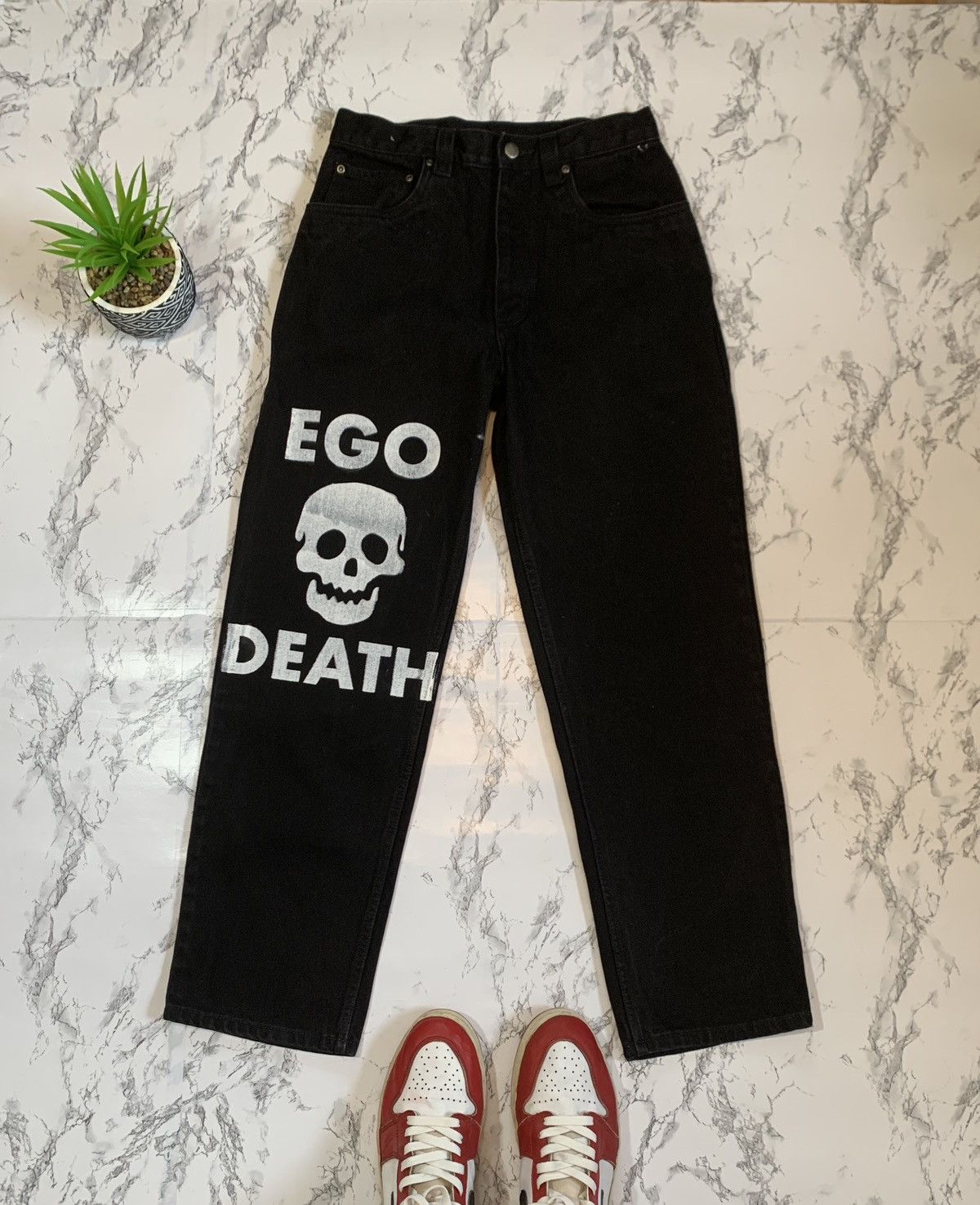 Japanese Brand × Streetwear × Vintage Ego Death Skull Denim Jeans Black ...