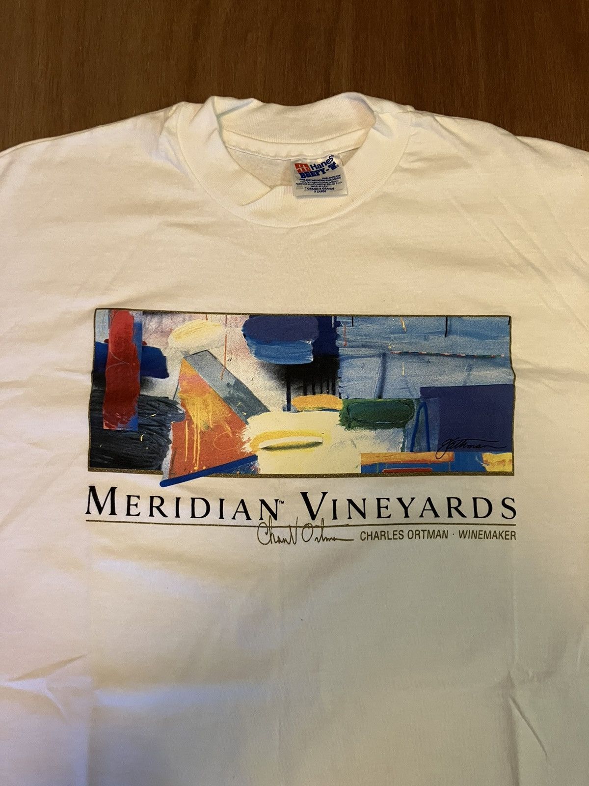 Vintage 90s Vintage Hanes Beefy T Meridian Vineyards Art Shirt Wine ...