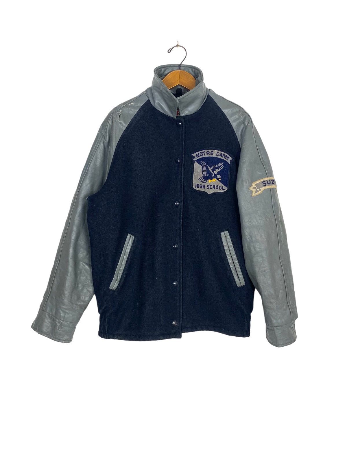 Varsity Jacket × Vintage Vtg Notre Dame High School Suzy Wool Leather ...