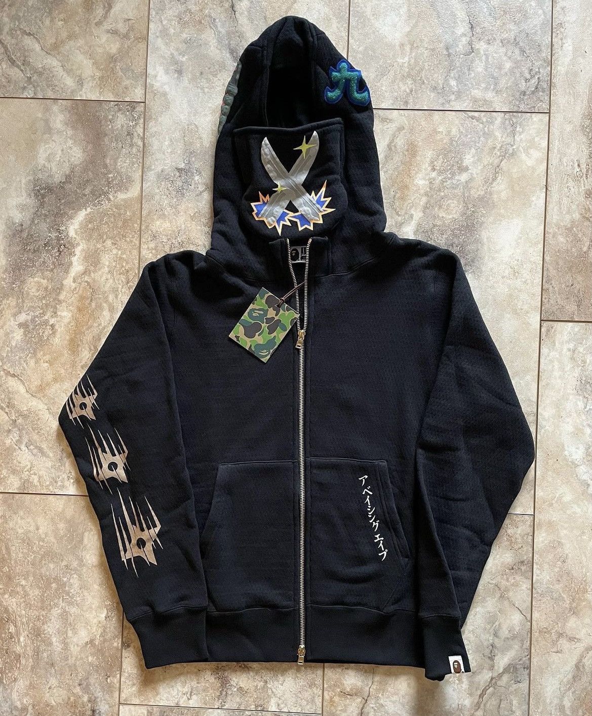 Bape A Bathing Ape Bape Ninja Zip Up Hoodie Black DS Size Medium | Grailed