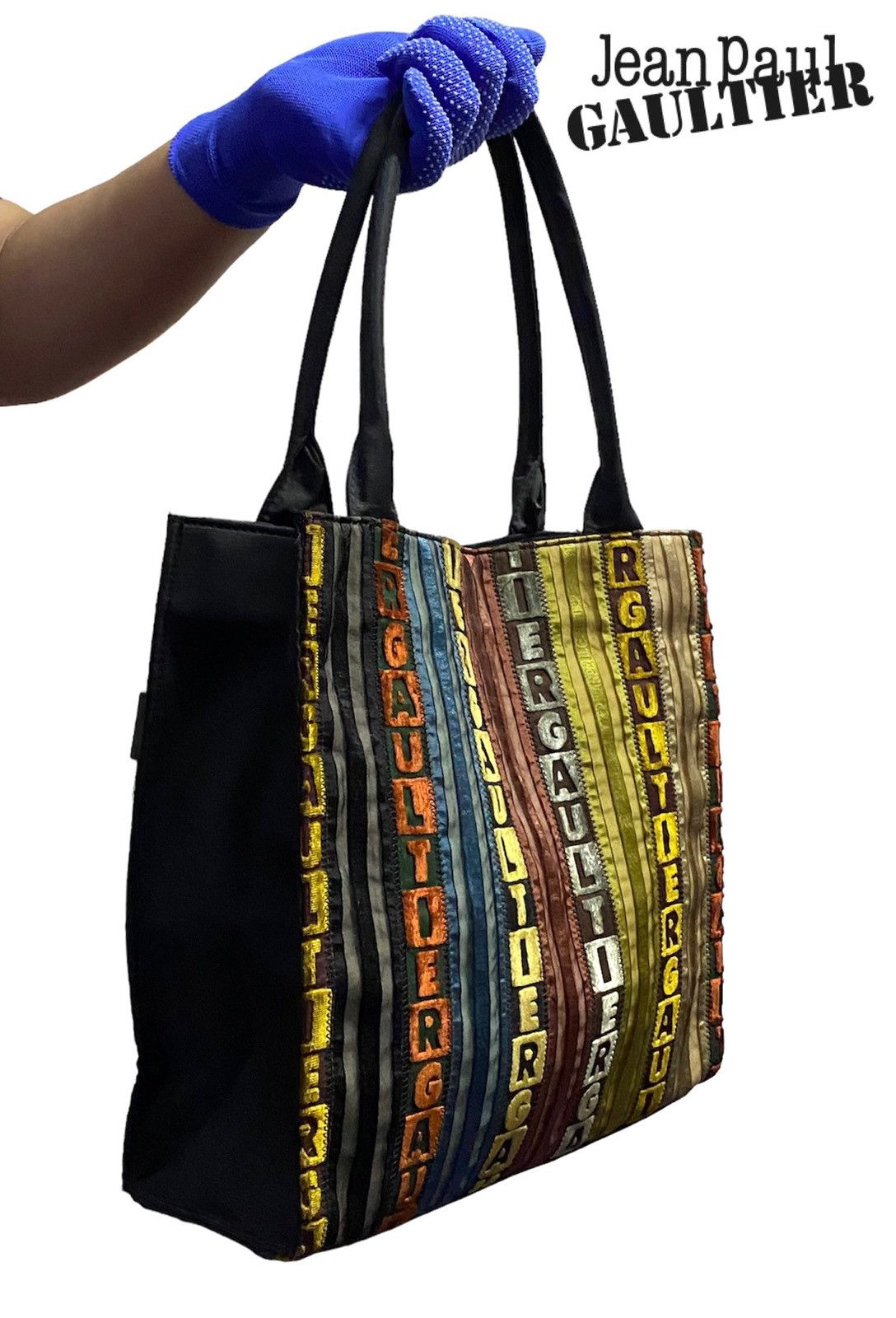 Designer × Jean Paul Gaultier Jean Paul Gaultier Tyrolean Tape Tote Bag ...