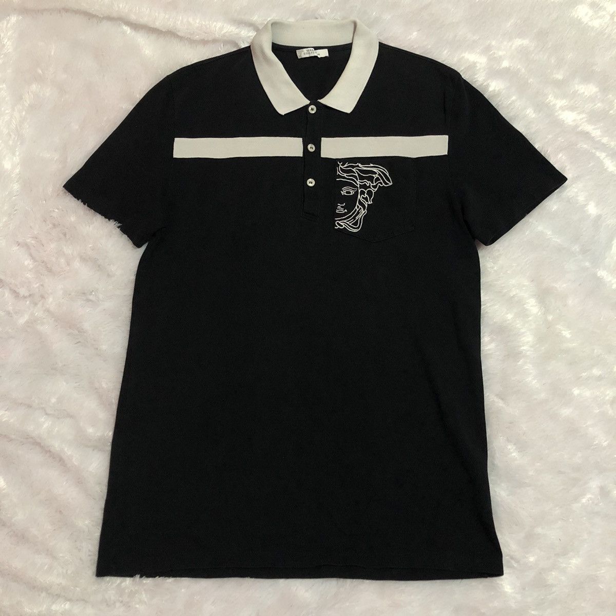 Versace Half face medusa embroidered polo | Grailed