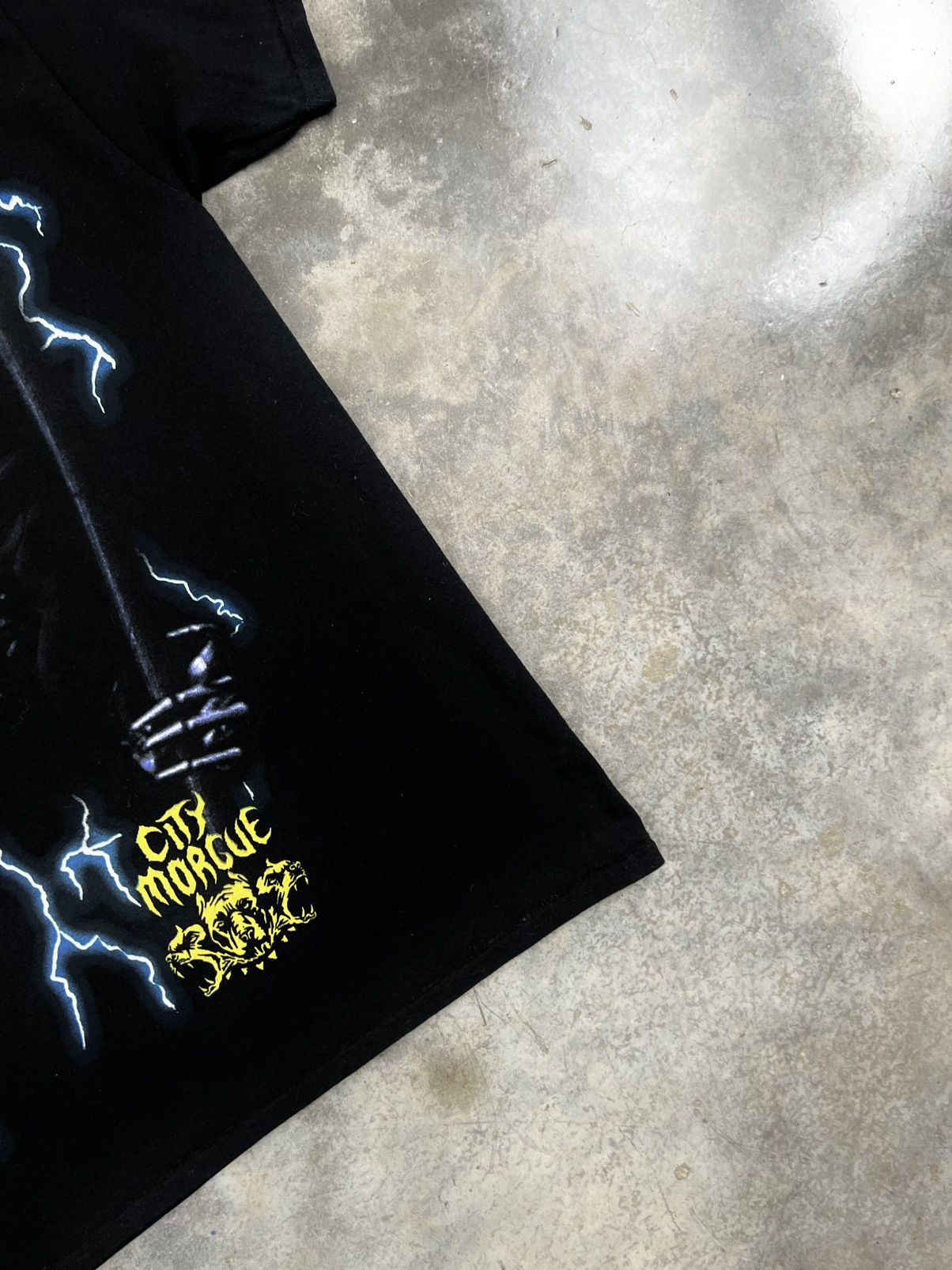 Streetwear City Morgue Lightning Thunder Reaper Tour Tee Black Large ️ ️ | Grailed