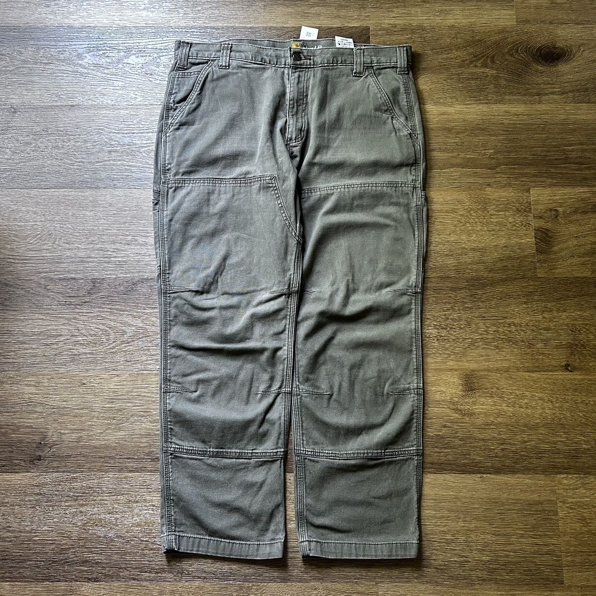 Carhartt Olive Green Carhartt Double Knee Logger Pants | Grailed