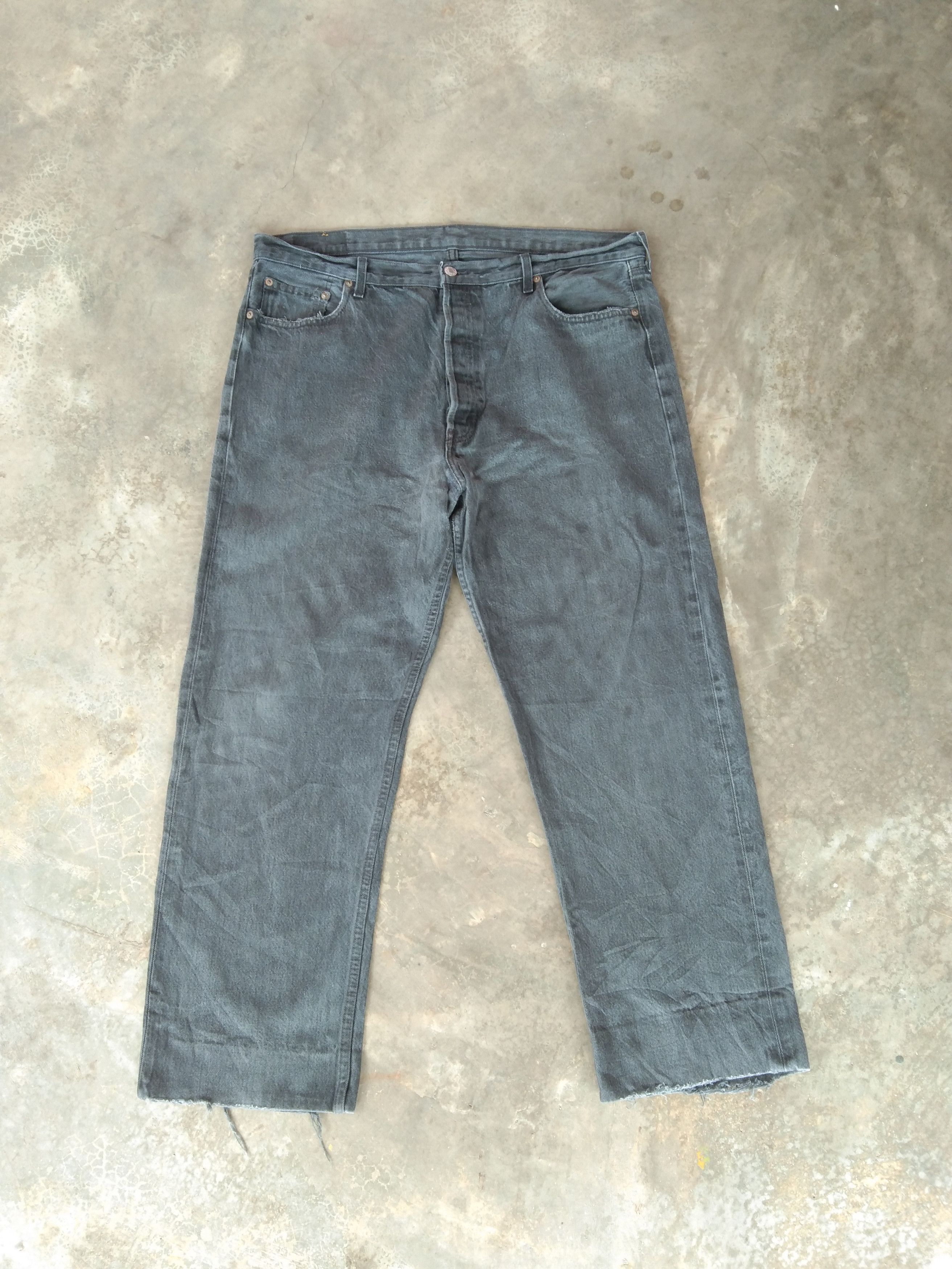 Levi's × Streetwear × Vintage 90s Vintage Levis 501 Black Straight Leg Distressed Jeans | Grailed