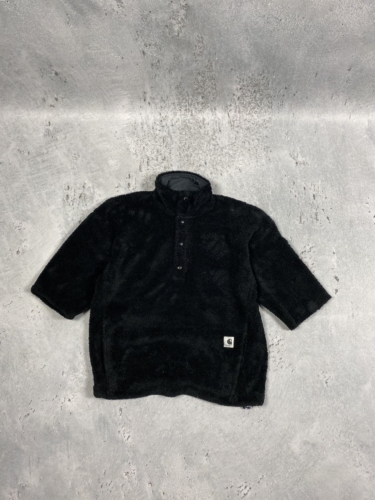 Vintage CARHARTT WIP VINTAGE BOXY LOGO OLD MONEY BLACK TEDDY SHERPA ...