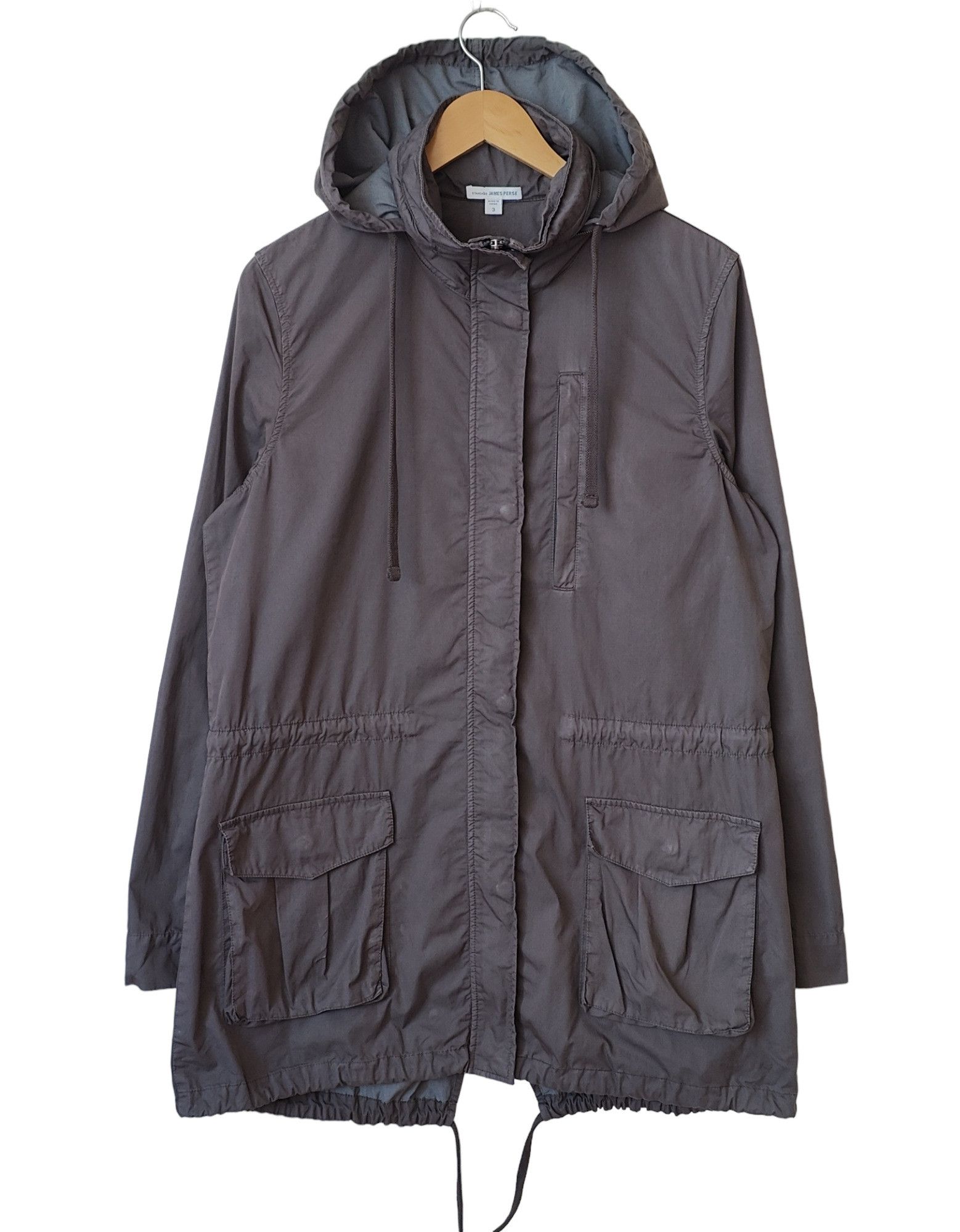 James Perse James Perse Grey Zip Up Parka Jacket | Grailed