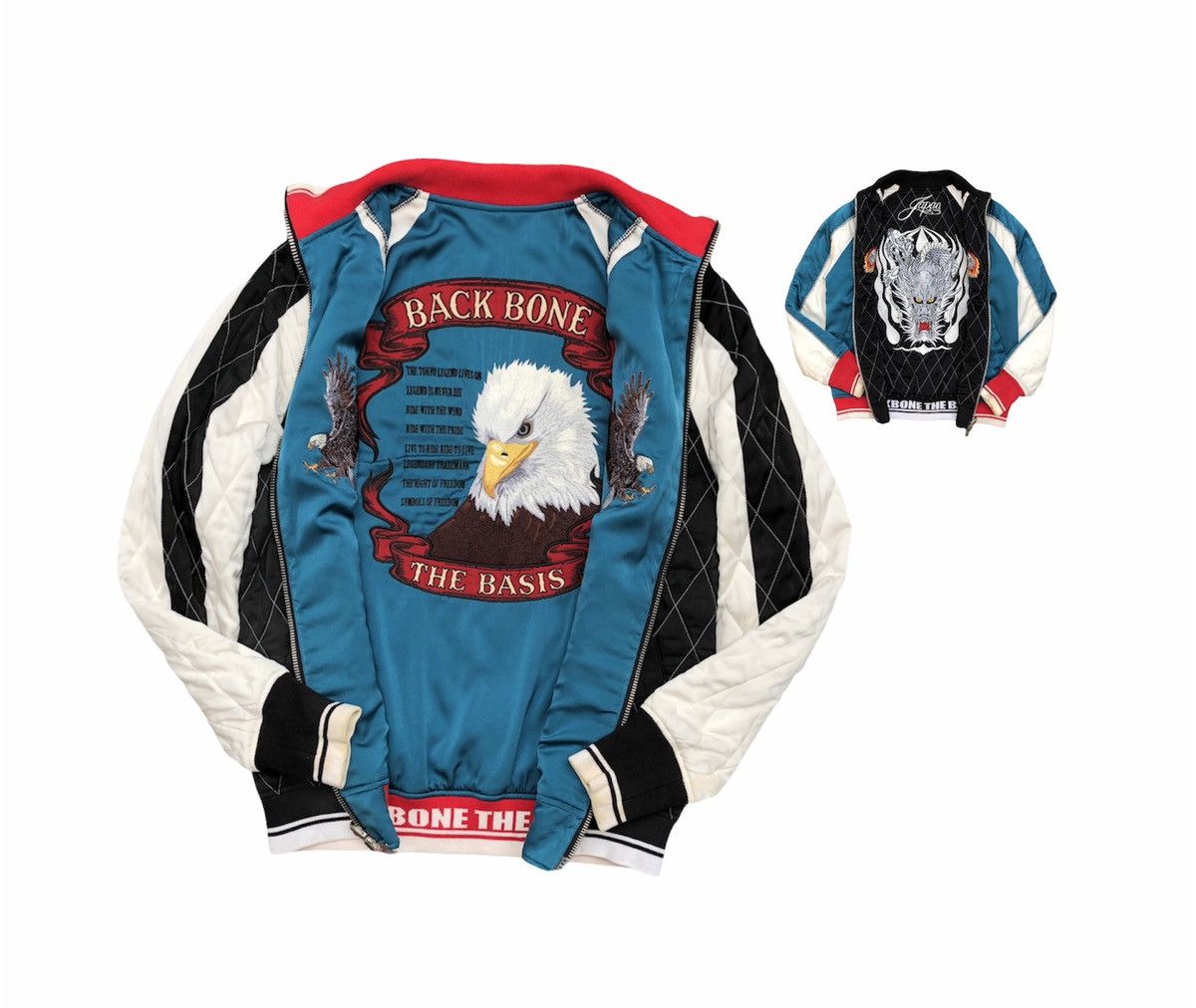 Backbone × Japanese Brand × Vintage 🔥Dragon Head/Eagle Quilted Sukajan Reversible Jacket | Grailed