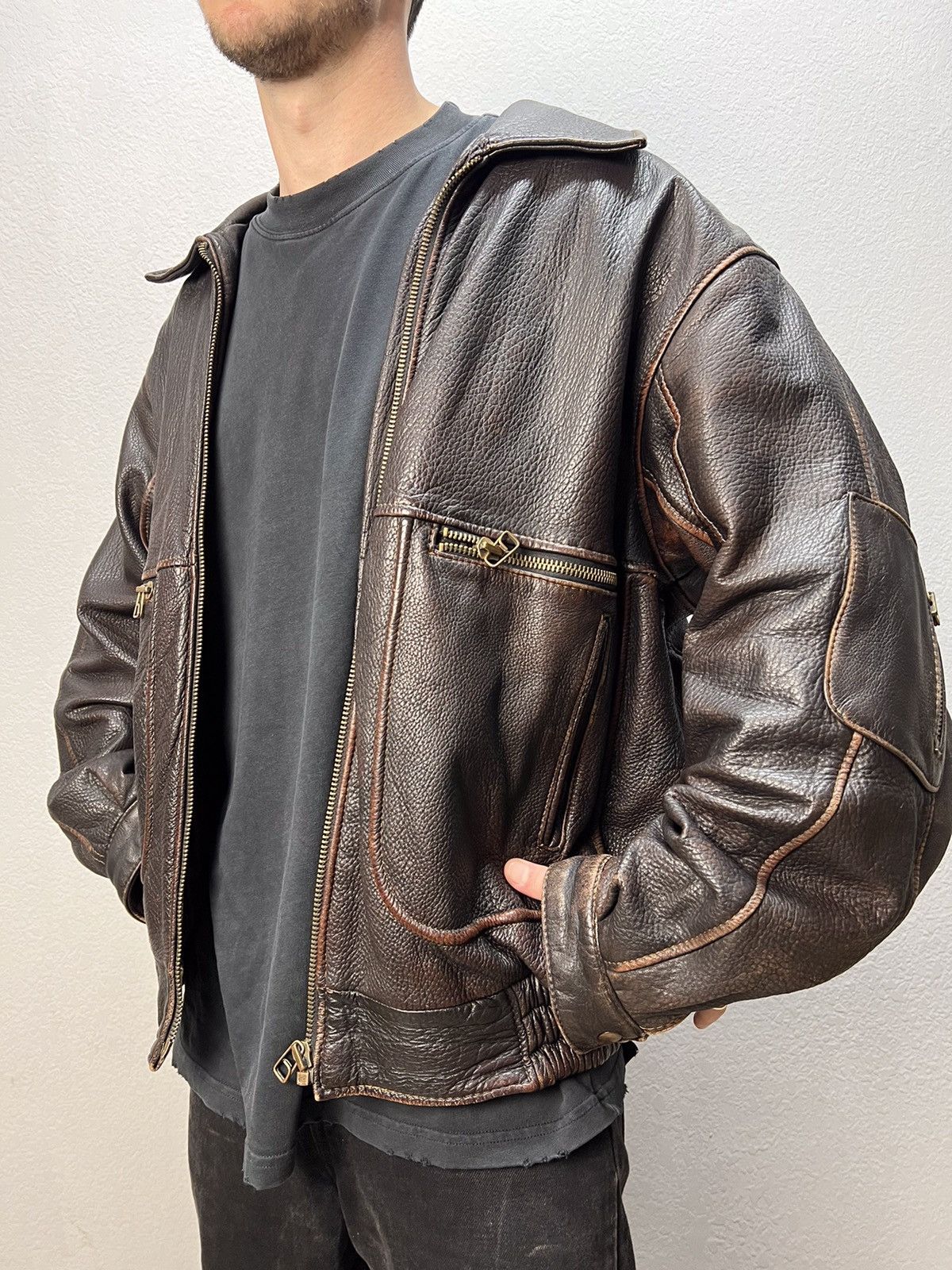 Avant Garde × Leather Jacket × Vintage Vintage faded leather Jacket ...
