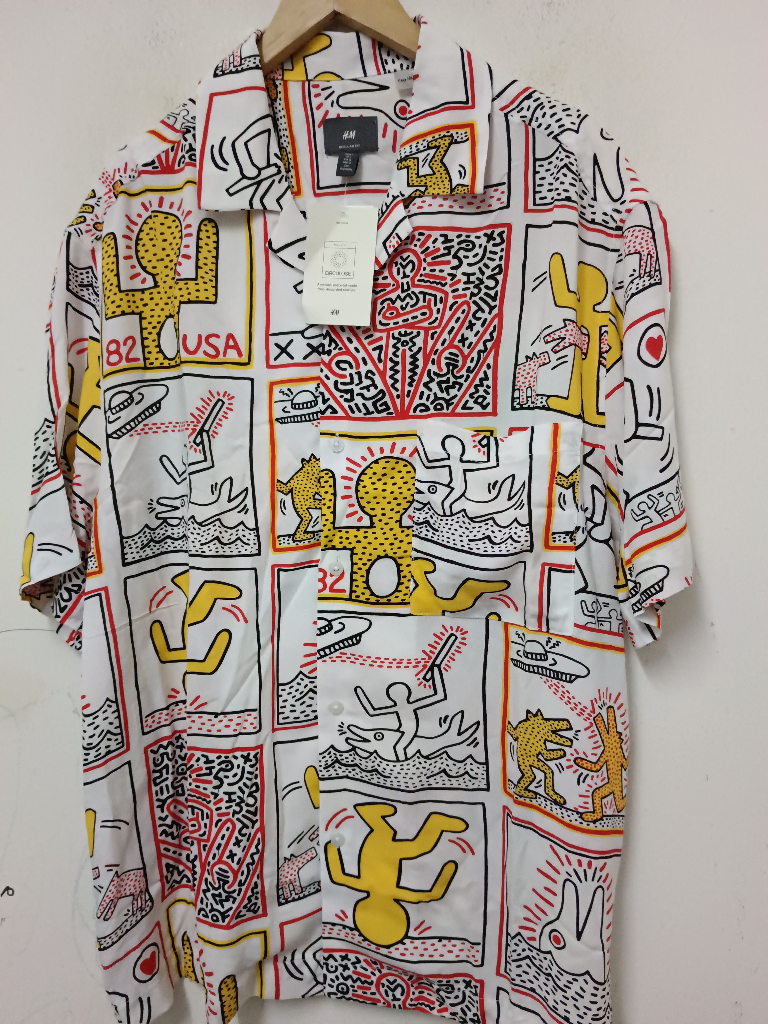 Hawaiian Shirt × Keith Haring × Streetwear Open Collar Shirt H&M x ...