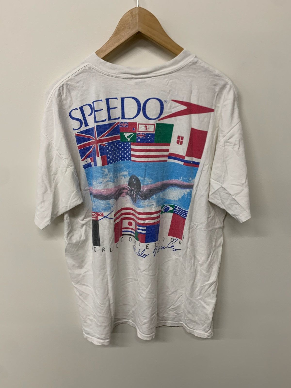 Vintage Vintage Speedo World Flags Swimming Tee | Grailed