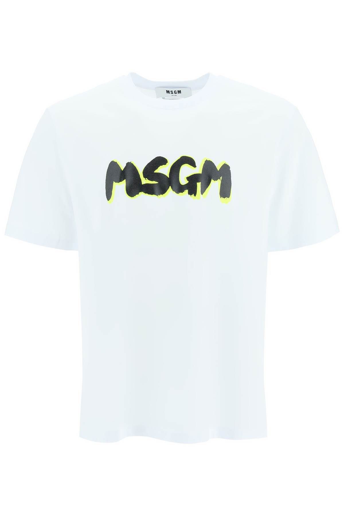 MSGM Msgm t-shirt with brushed logo and fluo shadow | Grailed