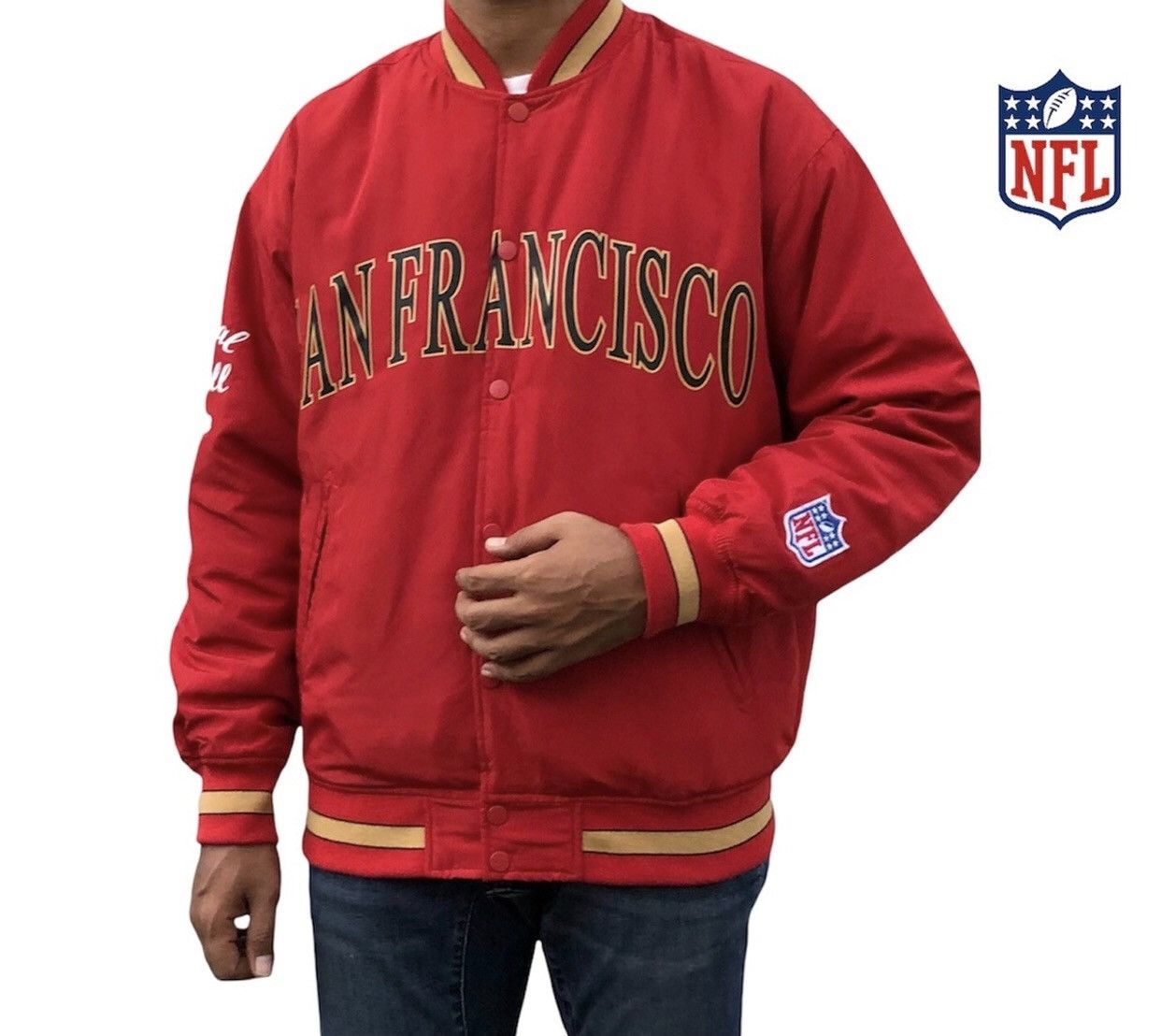 NFL NFL Team Apparel San Francisco Light Puffer Varsity Jacket | Grailed