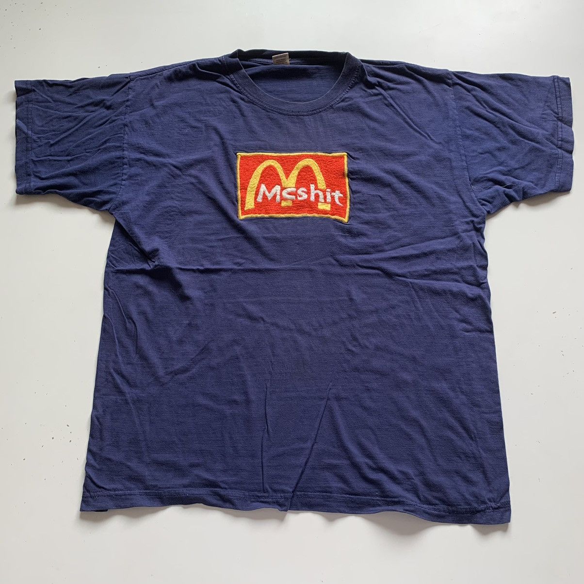 Vintage Vintage 90s McShit Chenille McDonald’s Parody Graphic Shirt ...