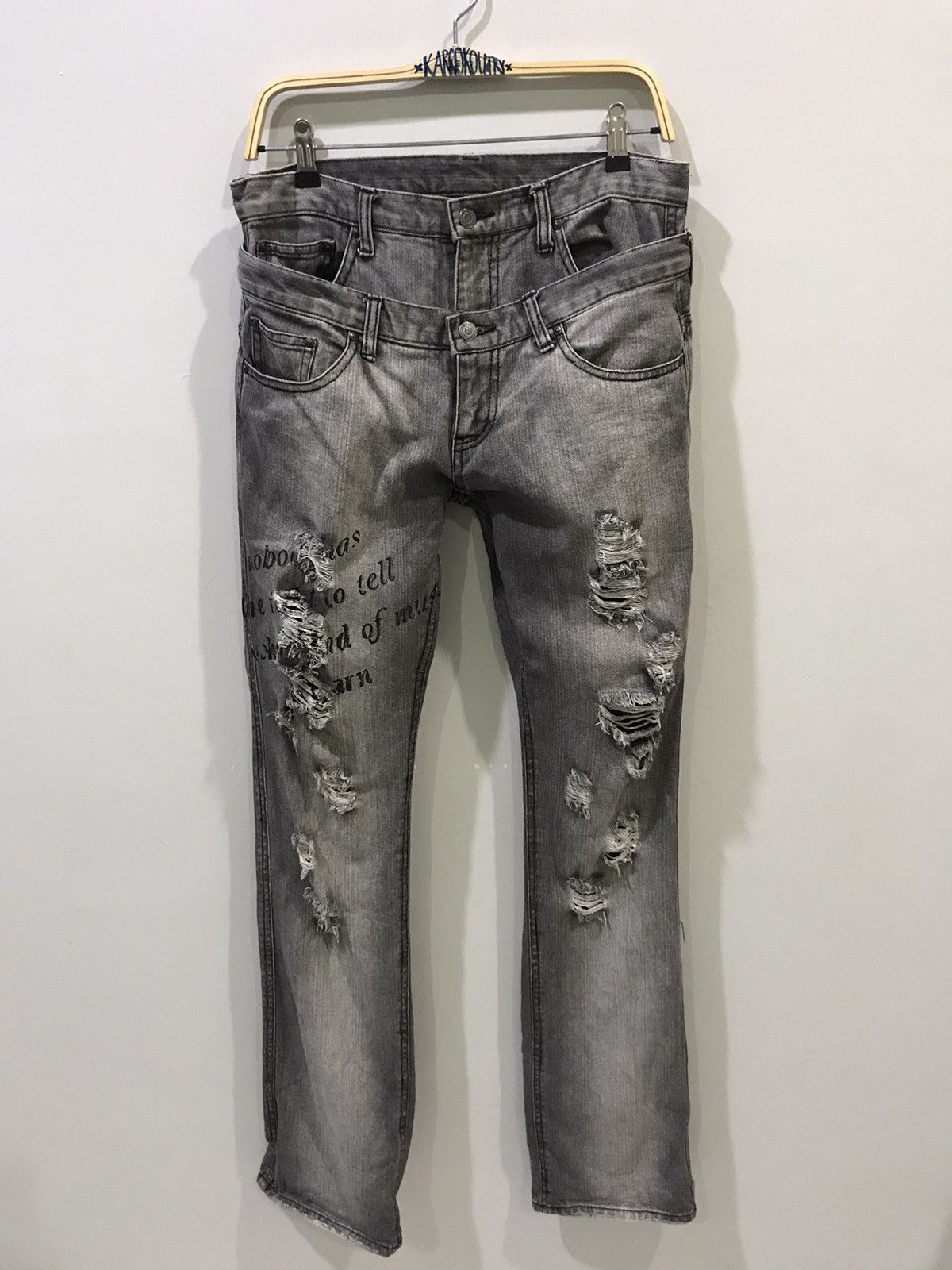 Distressed Denim LAD Japan Double Waist Poem Junya Number Nine Design ...